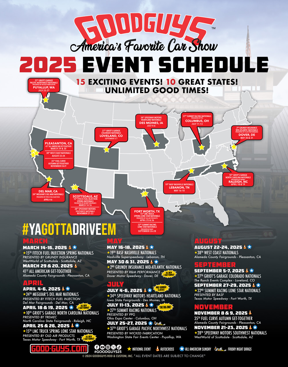 Goodguys Rod & Custom Association Announces 2025 Season Event Schedule